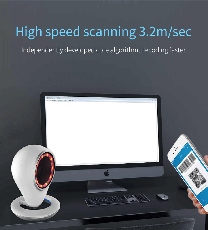CMOS Omnidirectional Laser Barcode Scanner USB Desktop 1D Wired 4mil